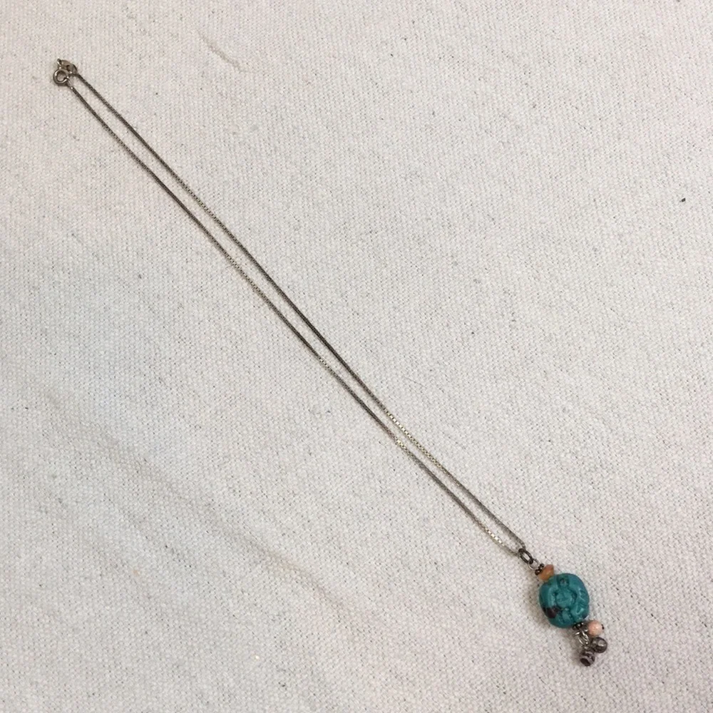 Jewelry | Sterling Silver Box Chain With Turquoise Pendant | Poshmark